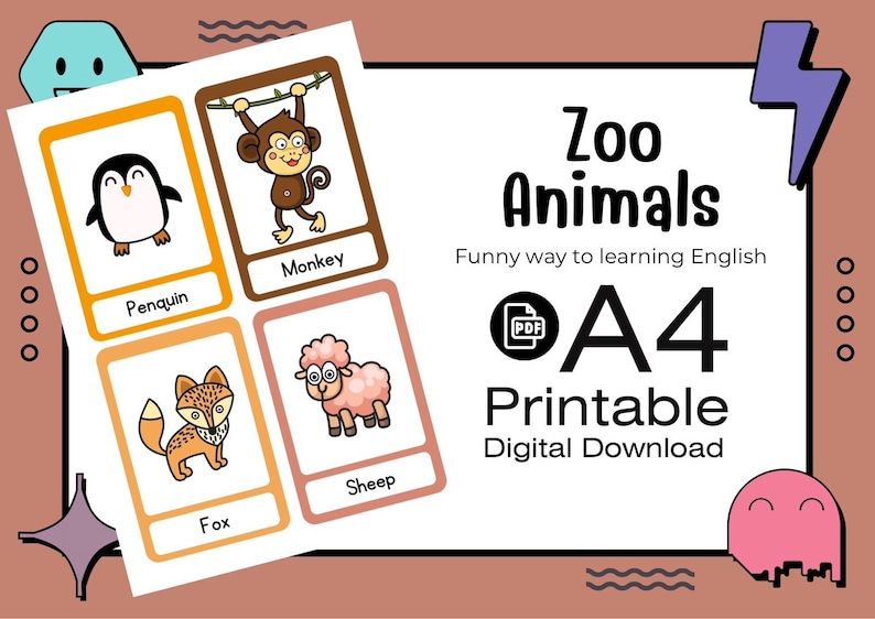 Zoo Animals Flashcards Flashcards Preschool Memory Game Zoo Animals ...