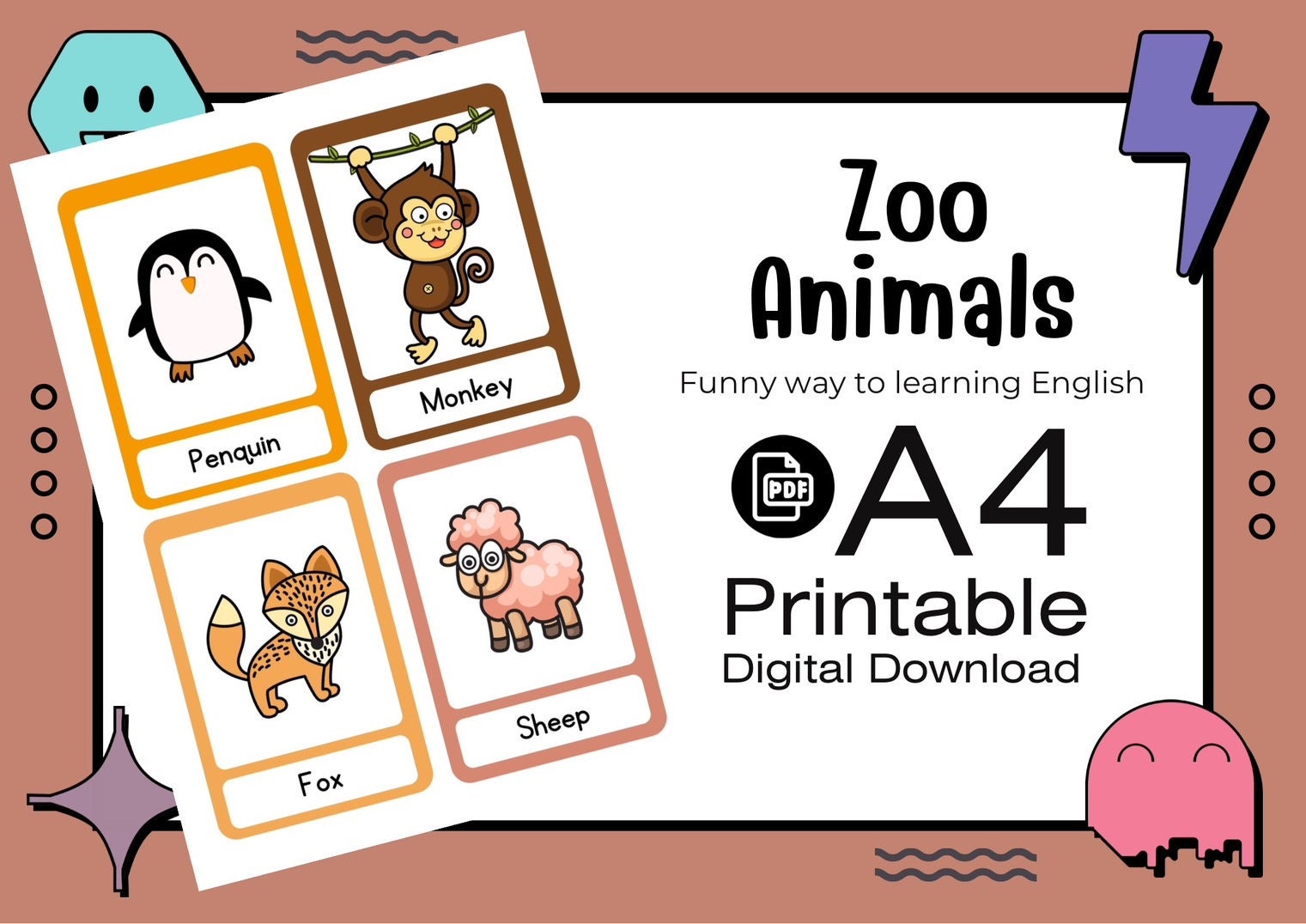 Zoo Animals Flashcards Flashcards Preschool Memory Game Zoo Animals ...