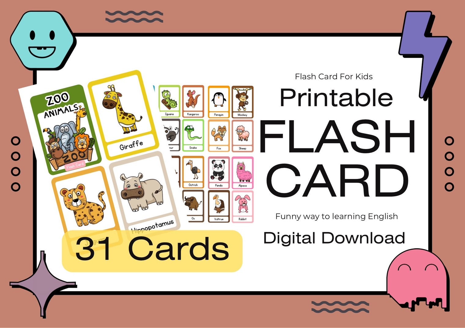 Zoo Animals Flashcards Flashcards Preschool Memory Game Zoo Animals ...