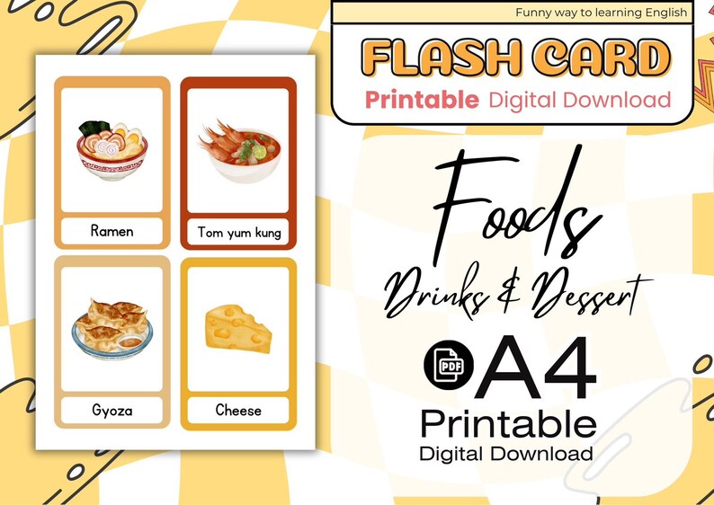 Food Flashcards Flashcards Preschool Memory Game Dessert Flashcards for ...