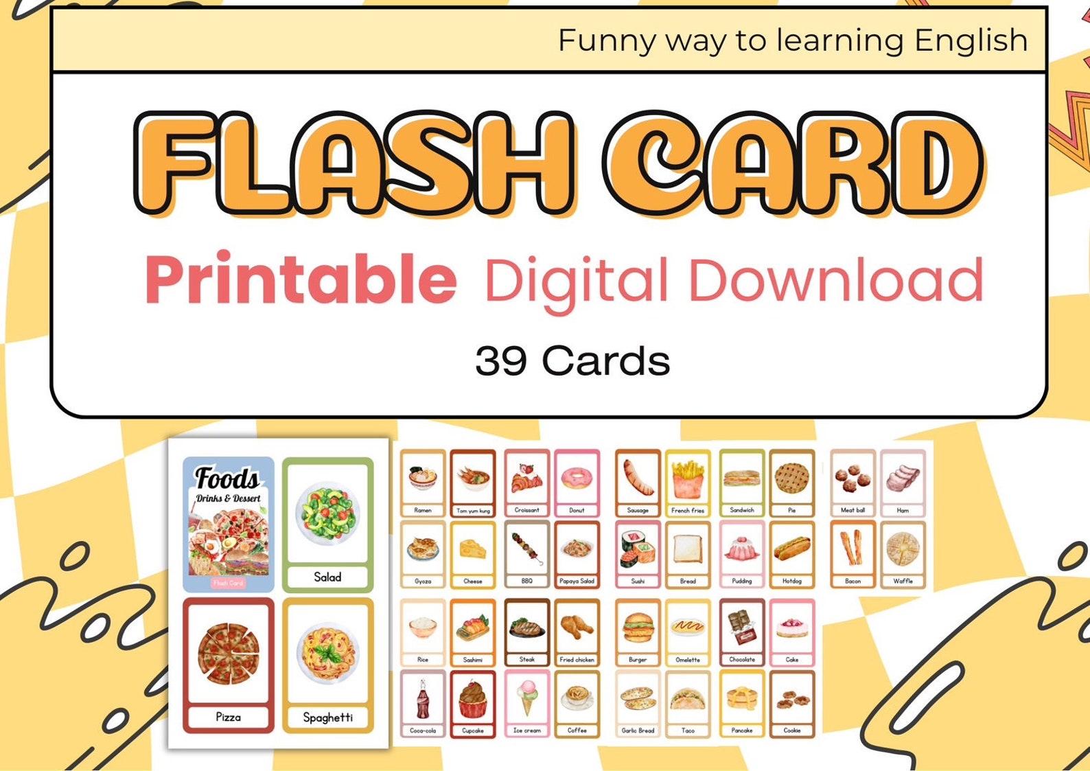 Food Flashcards Flashcards Preschool Memory Game Dessert Flashcards for ...
