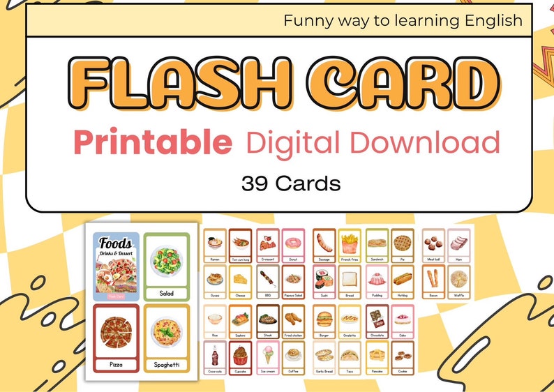 Food Flashcards Flashcards Preschool Memory Game Dessert Flashcards for ...