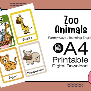 Zoo Animals Flashcards Flashcards Preschool Memory Game Zoo Animals ...