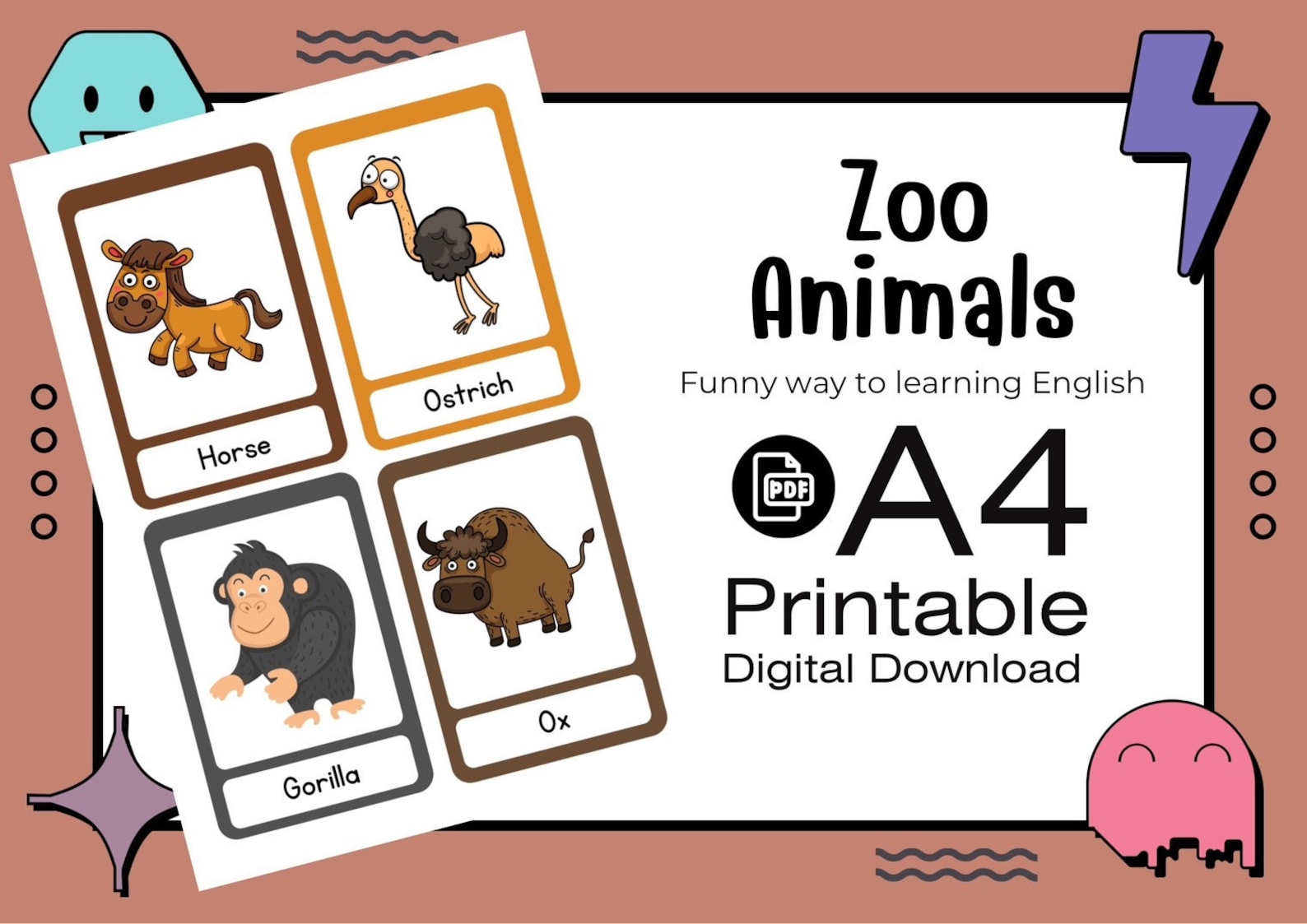 Zoo Animals Flashcards Flashcards Preschool Memory Game Zoo Animals ...