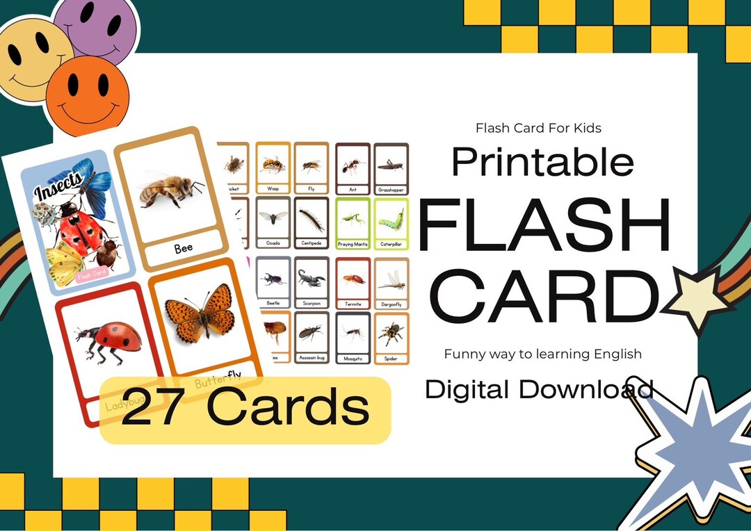 Insects Flashcards Flashcards Preschool Memory Game Bugs Flashcards for ...