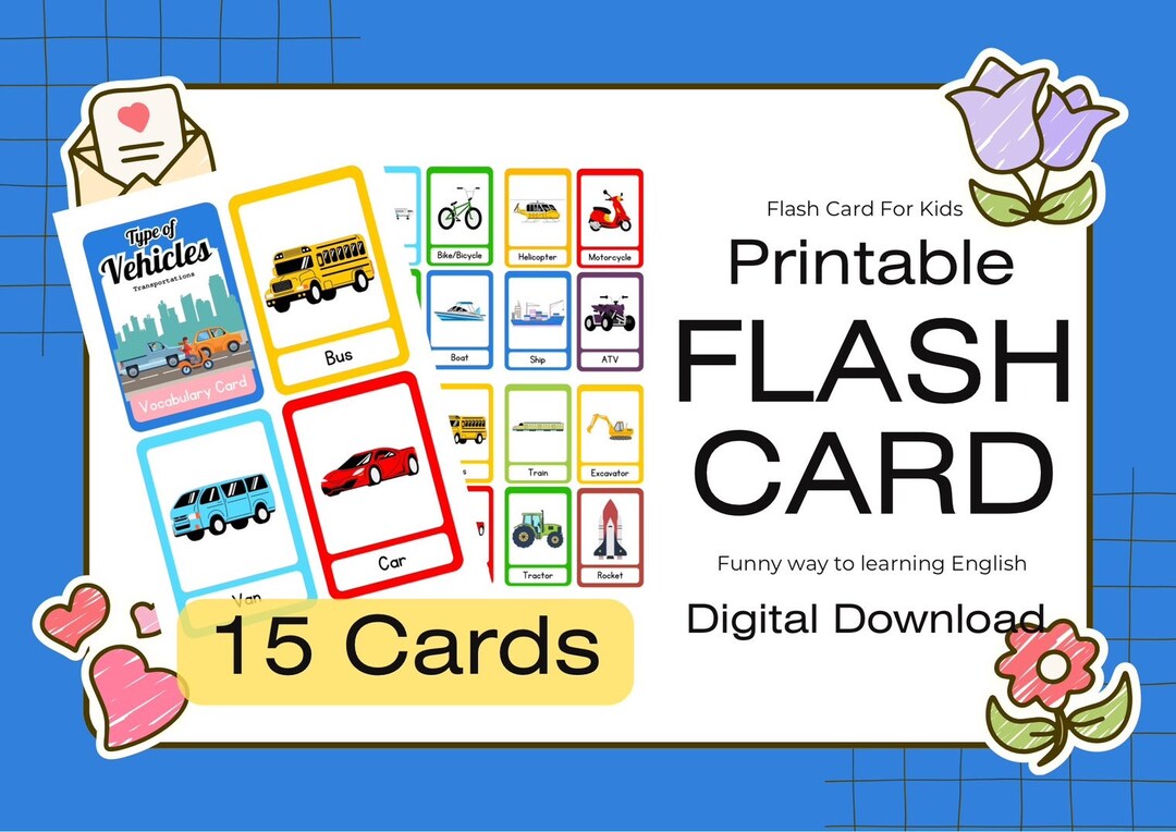 Vehicle Flash Card | Vehicle Flashcards | Preschool Memory Game ...