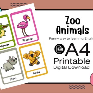Zoo Animals Flashcards Flashcards Preschool Memory Game Zoo Animals ...