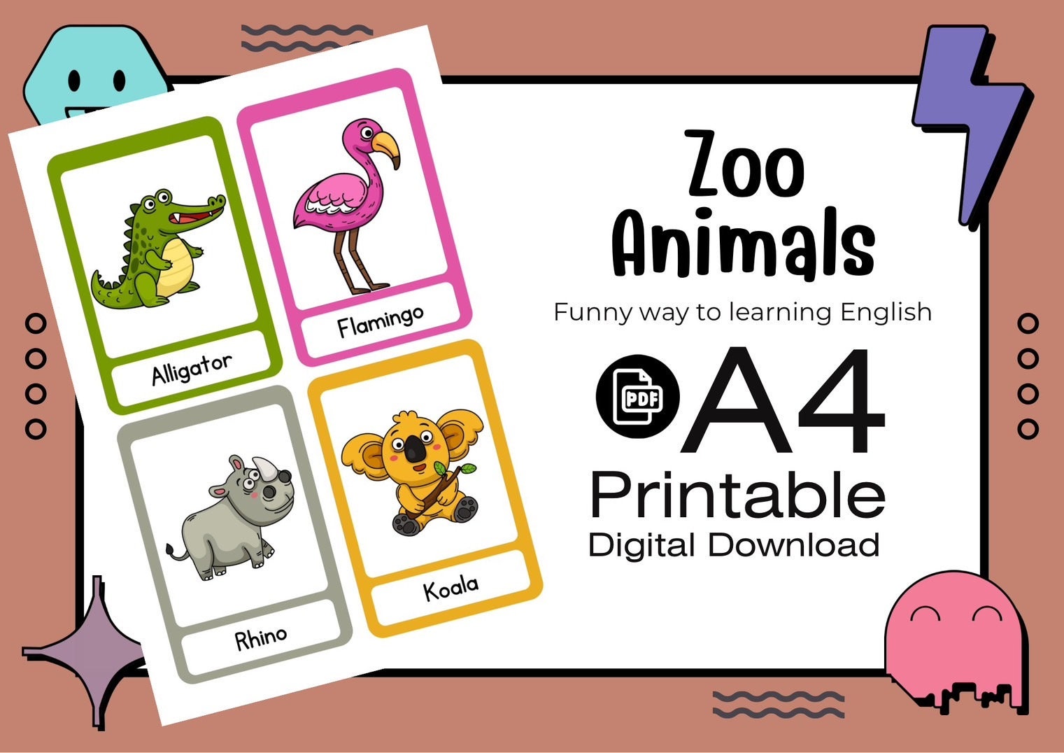 Zoo Animals Flashcards Flashcards Preschool Memory Game Zoo Animals ...