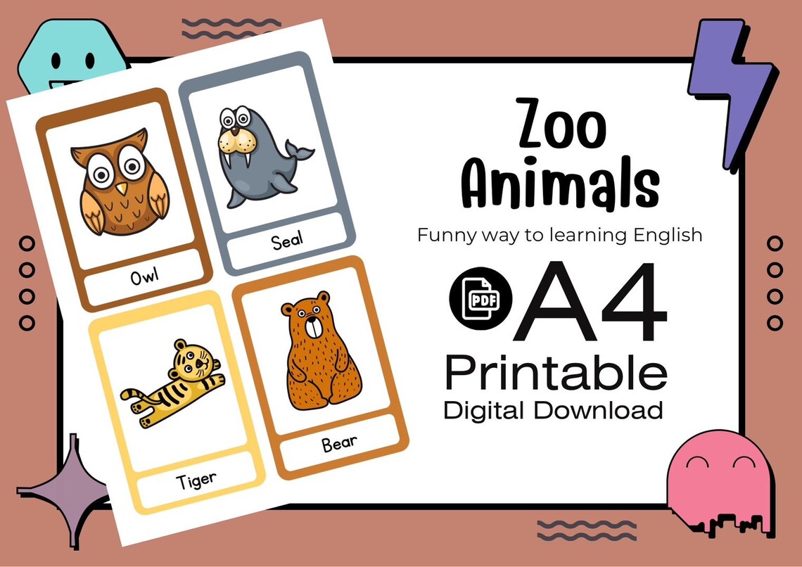 Zoo Animals Flashcards Flashcards Preschool Memory Game Zoo Animals ...