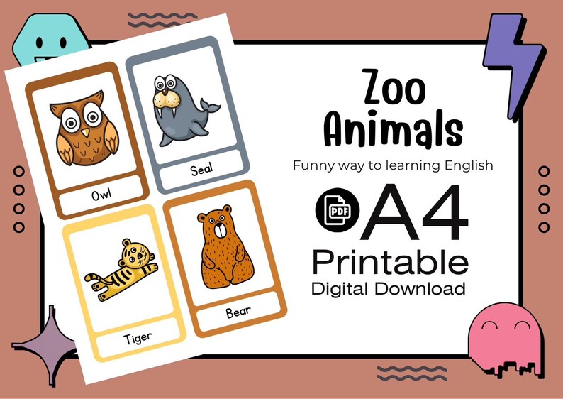 Zoo Animals Flashcards Flashcards Preschool Memory Game Zoo Animals ...