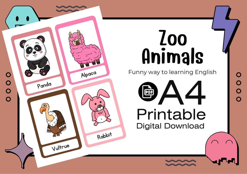 Zoo Animals Flashcards Flashcards Preschool Memory Game Zoo Animals ...