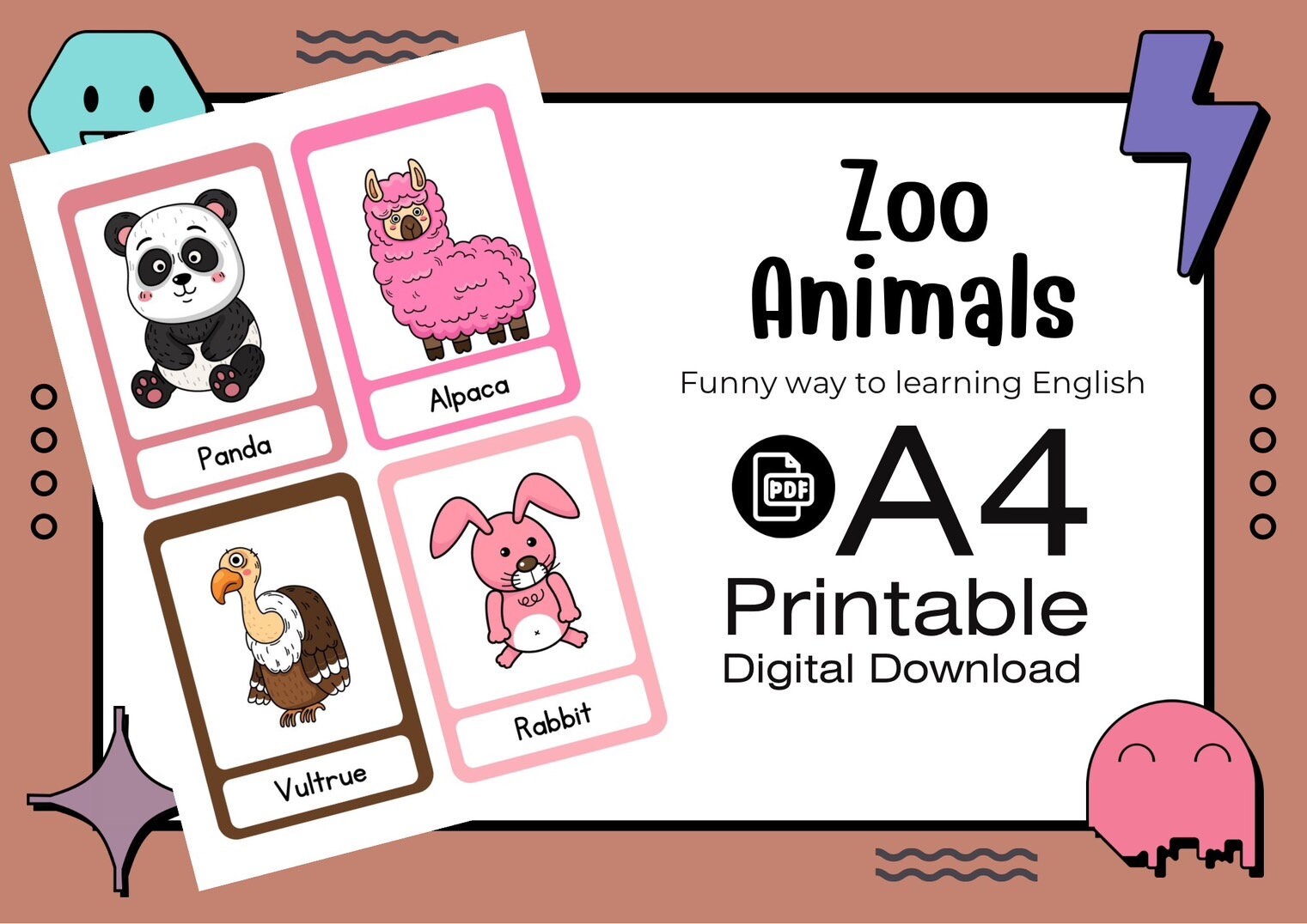 Zoo Animals Flashcards Flashcards Preschool Memory Game Zoo Animals ...