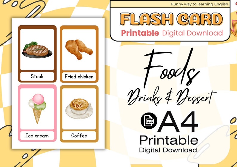 Food Flashcards Flashcards Preschool Memory Game Dessert Flashcards for ...