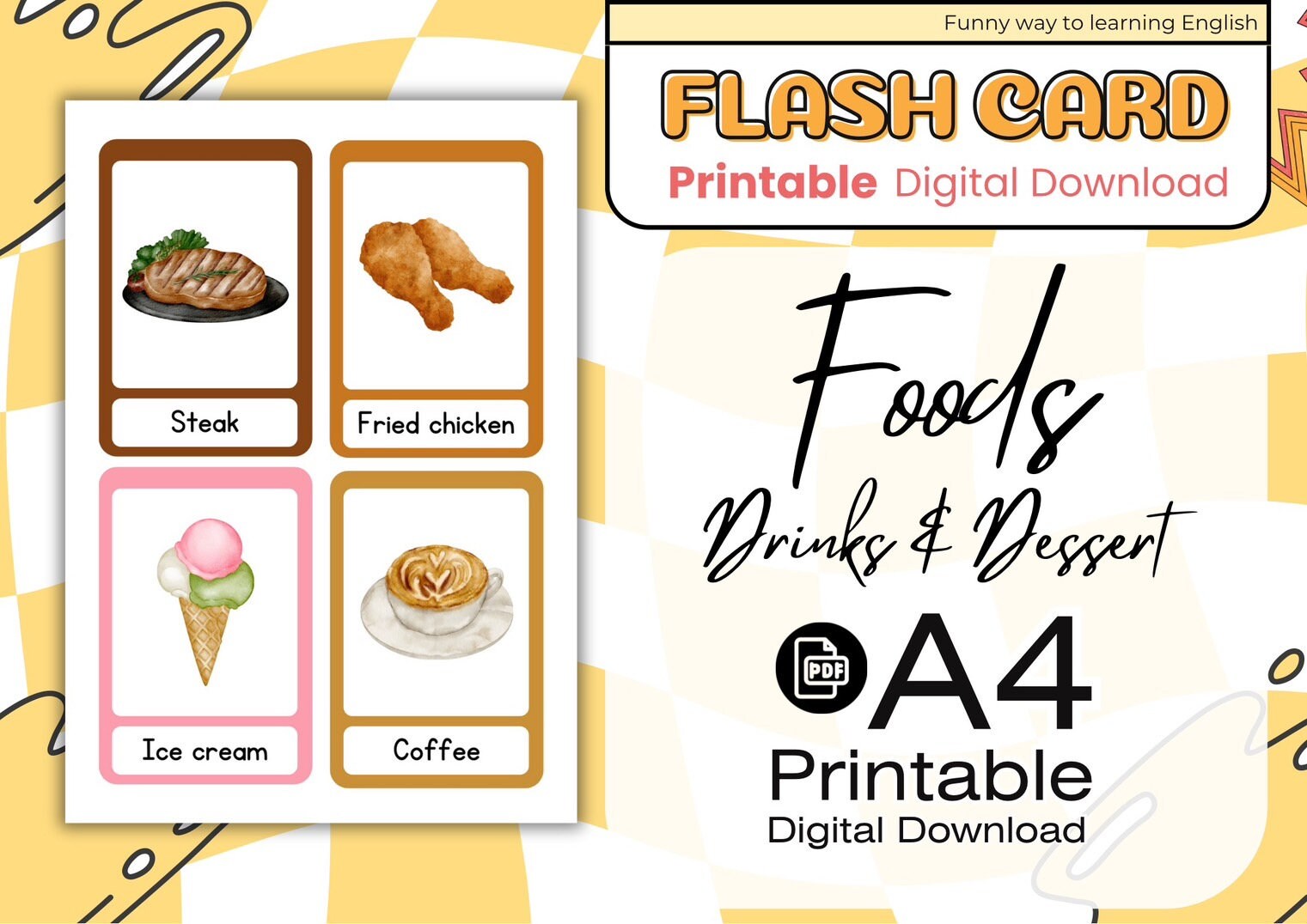 Food Flashcards Flashcards Preschool Memory Game Dessert Flashcards for ...