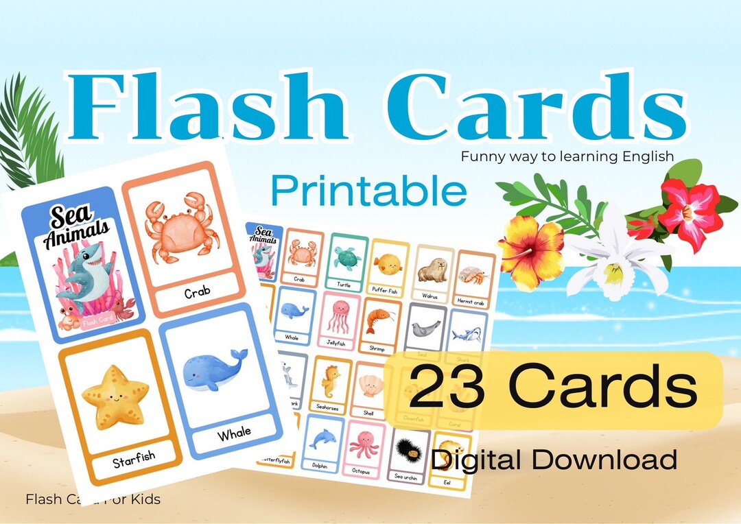 Sea Animals Animal Flashcards Flashcards Preschool Memory Game Animal ...