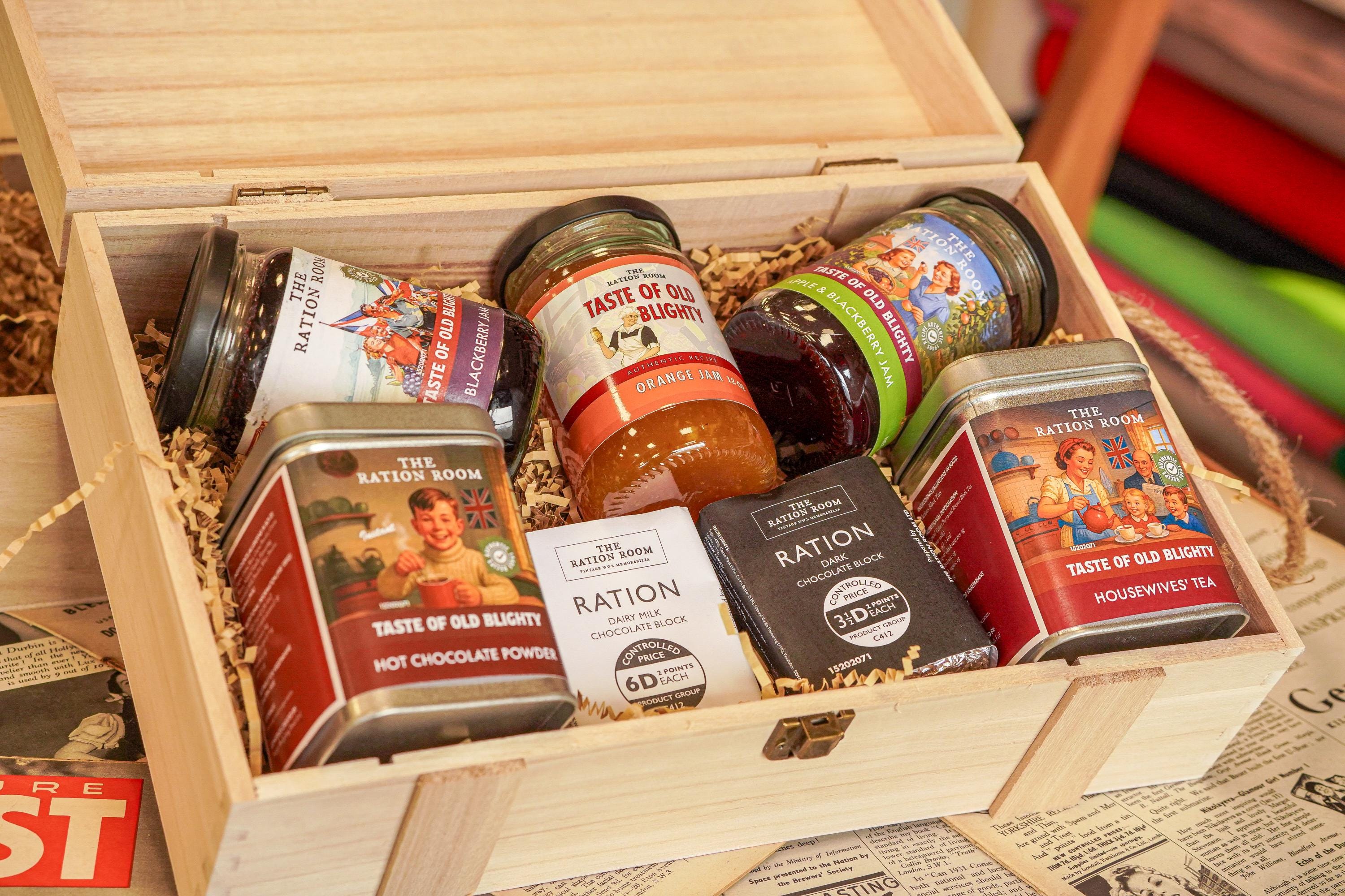 Ww2-1940's-re-enactment-larp Food Wooden Gift Hamper Box Replica Ration ...