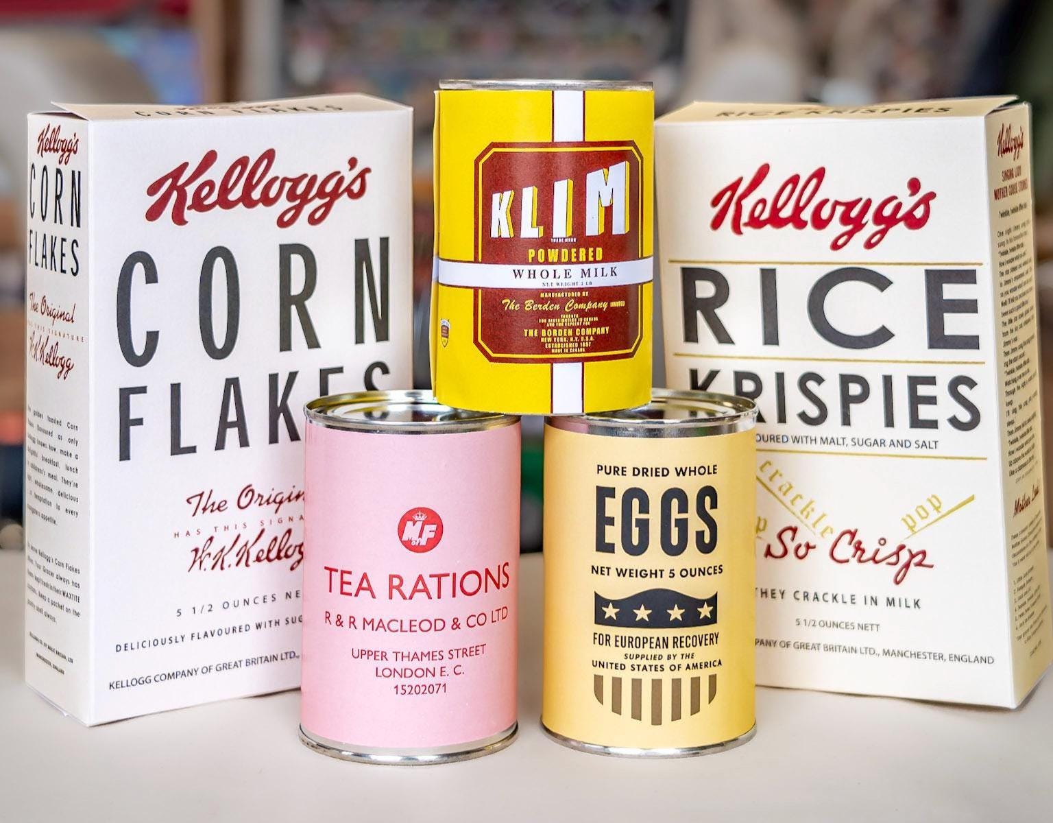 WW2 Replica Breakfast Food Set: Kellogg's, Tea, Eggs, Klim Tins - Etsy