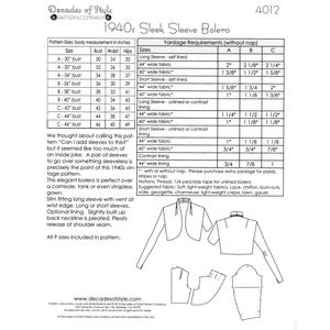 Sleek Sleeve Bolero Vintage Style Sewing Pattern - Etsy