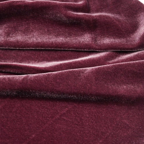 Plum Silk Velvet Fabric by the Yard | Etsy