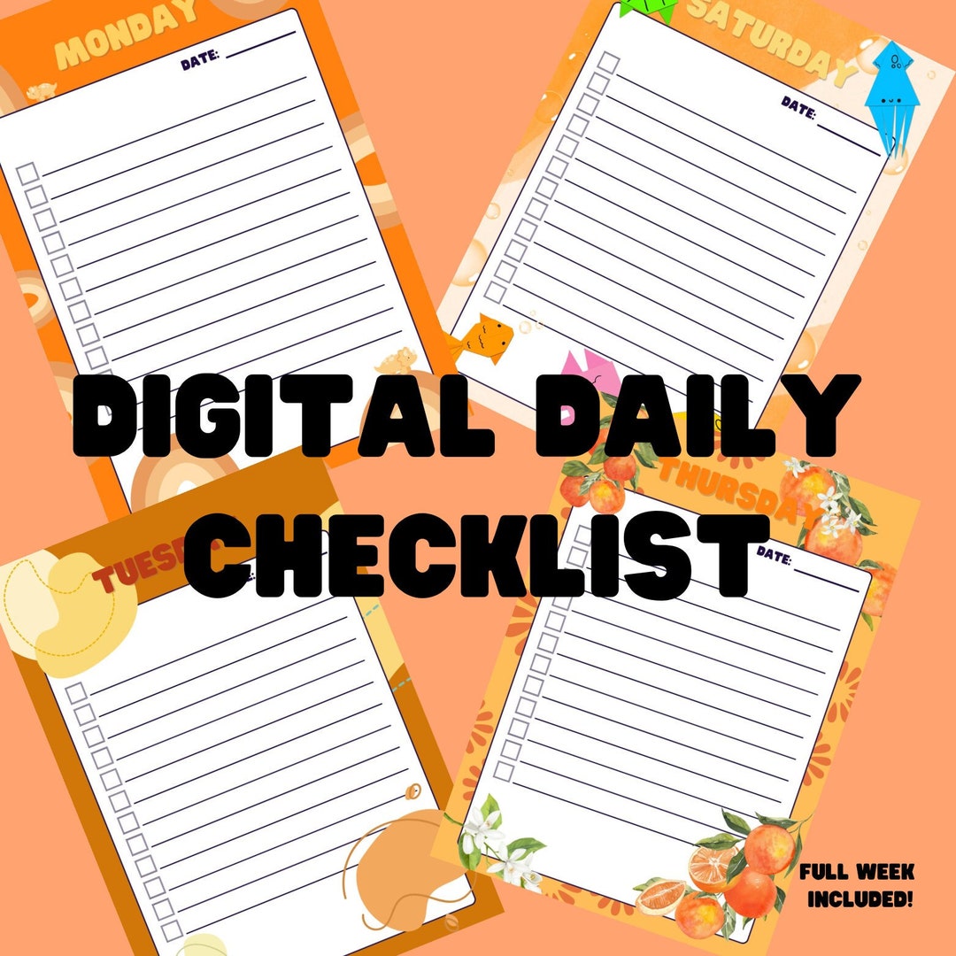 Digital Daily Checklist Orange - Etsy