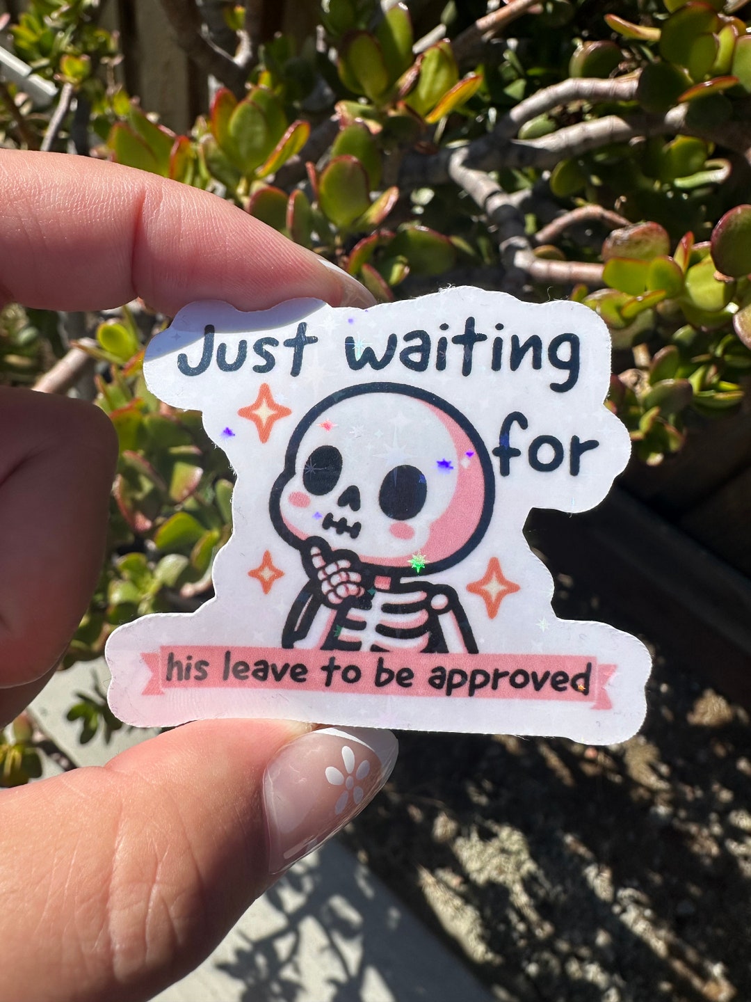 Just Waiting for His Leave to Be Approved Sticker - Etsy