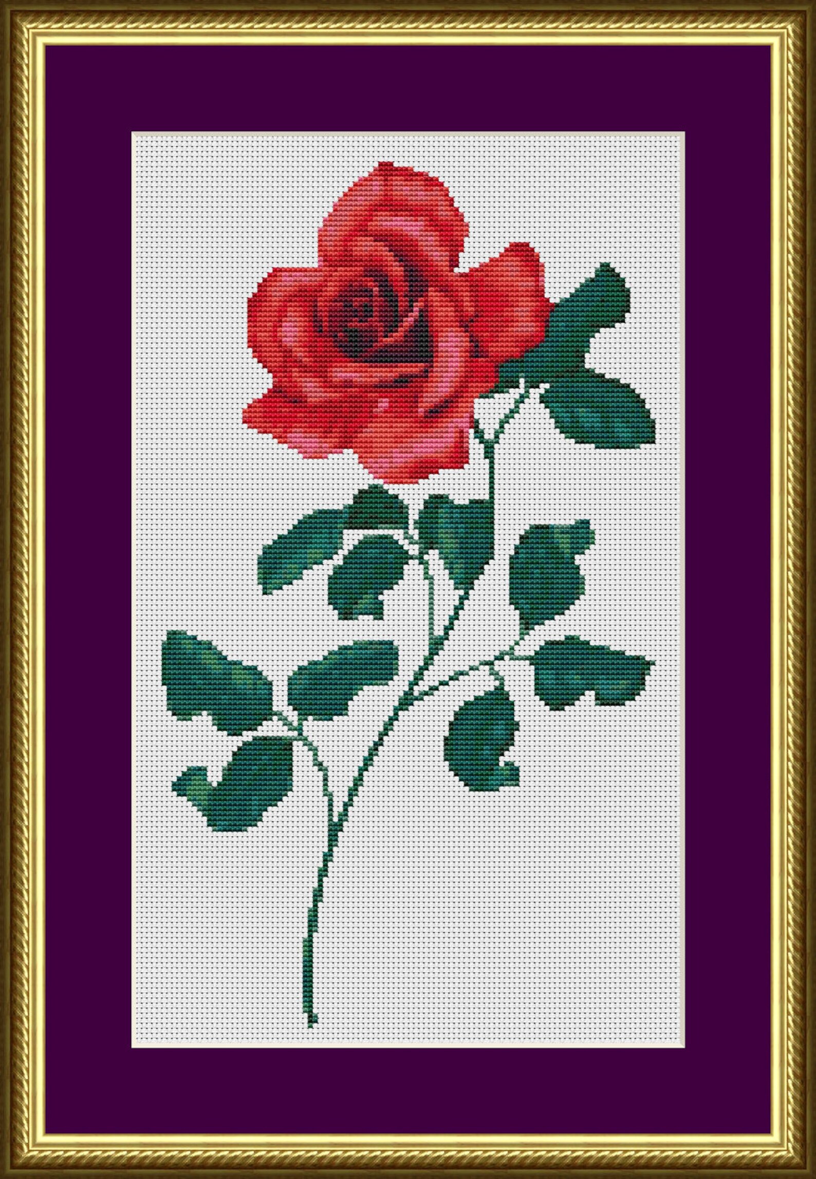 Deep Red Rose - Counted Cross Stitch Pattern - Etsy
