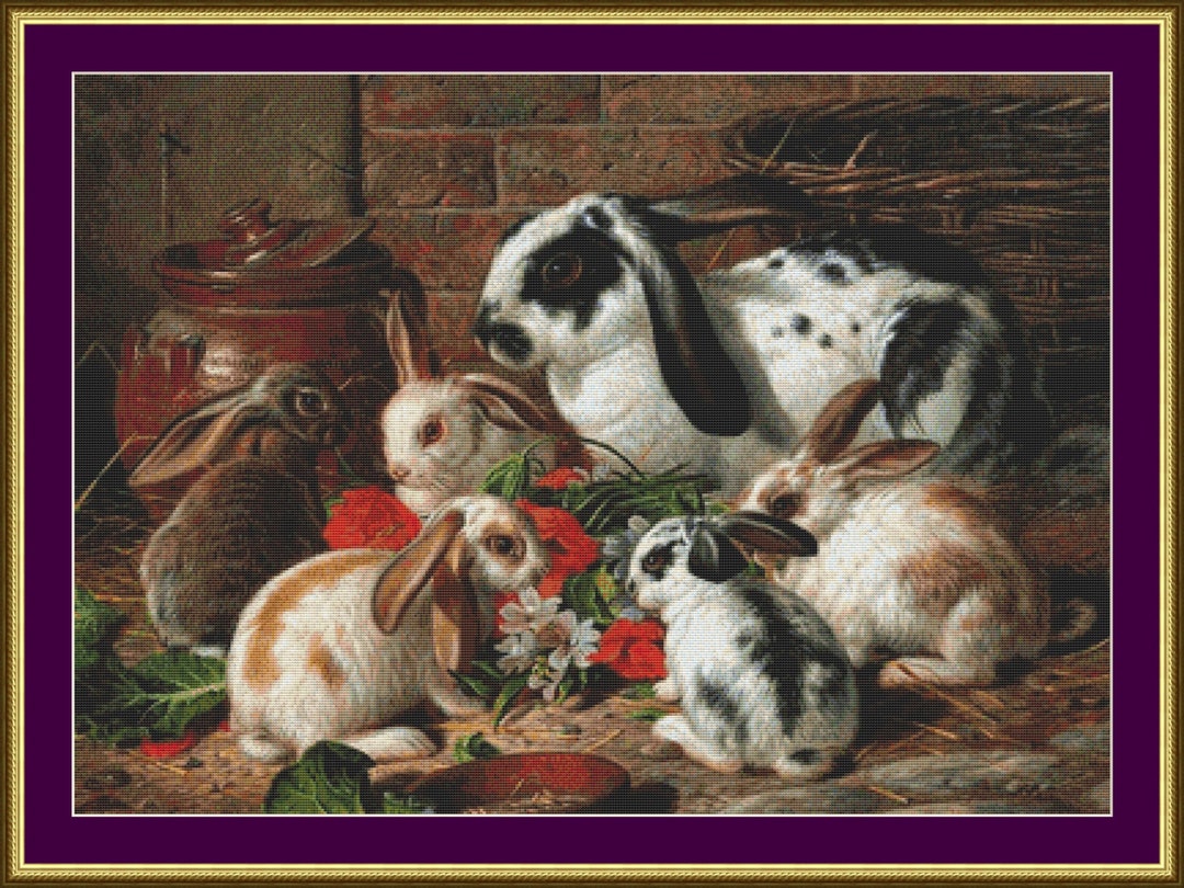 A Family of Rabbits - Counted Cross Stitch Pattern - Etsy