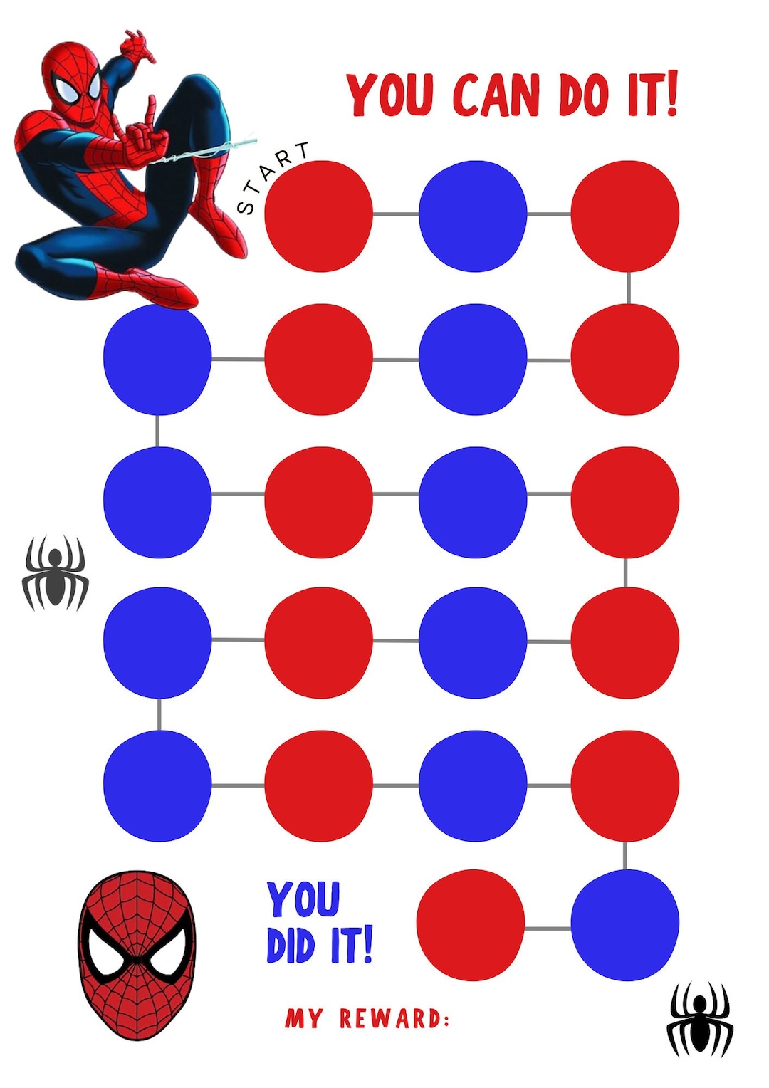 Printable Reward Chart Spiderman Reward Chart Instant Digital Download ...