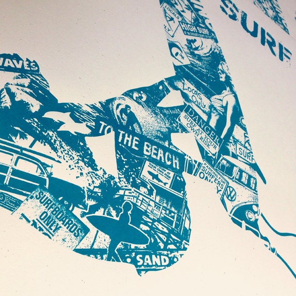 Surf Anatomy Surfing Surfboard Wave Beach Extreme Sports Silk Screen ...