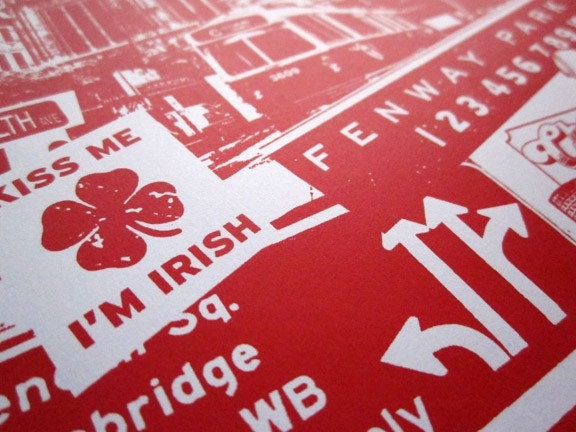 Boston Silk Screen City Art Print Poster Etsy - Etsy