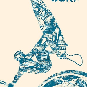 Surf Anatomy Surfing Surfboard Wave Beach Extreme Sports Silk Screen ...