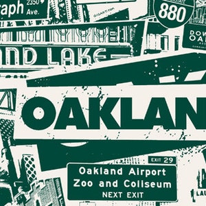 Oakland California 5 Postcard Mini Print Set City Silk Screen Collage ...