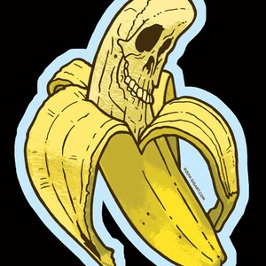 Banana Skull Cartoon Waterproof Die Cut Halloween Day of the Dead Vinyl ...