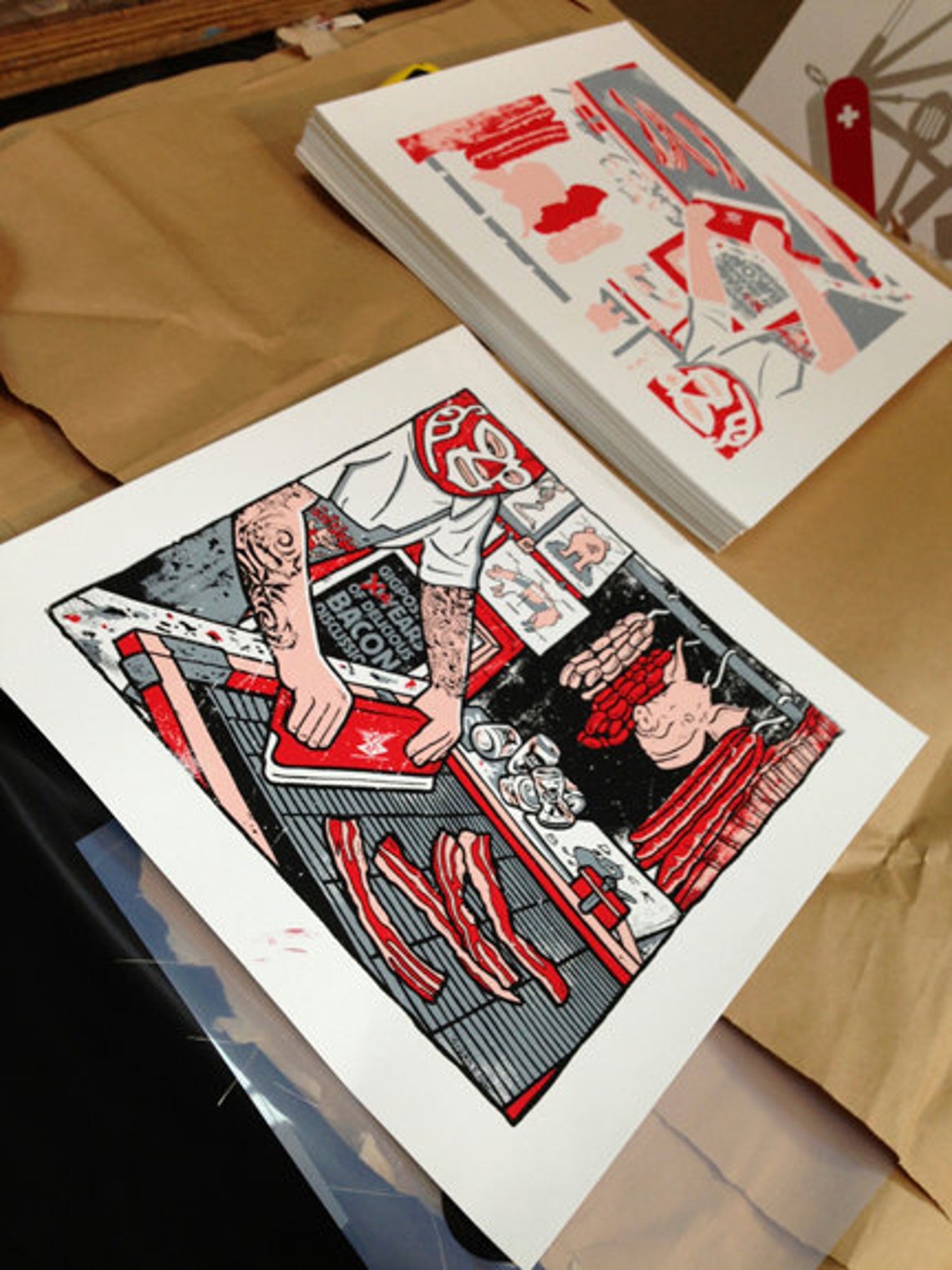 Bacon Silk Screen Printing Poster Gigposters Pig Meat Eater - Etsy