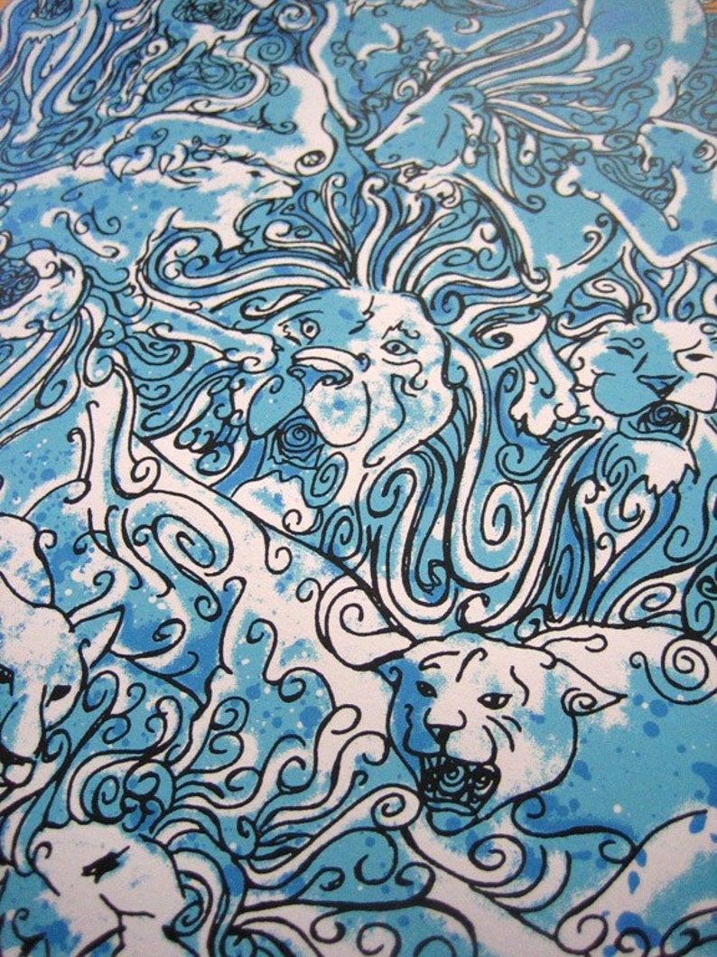 Lion Wave Orange Silk Screen Print Etsy - Etsy