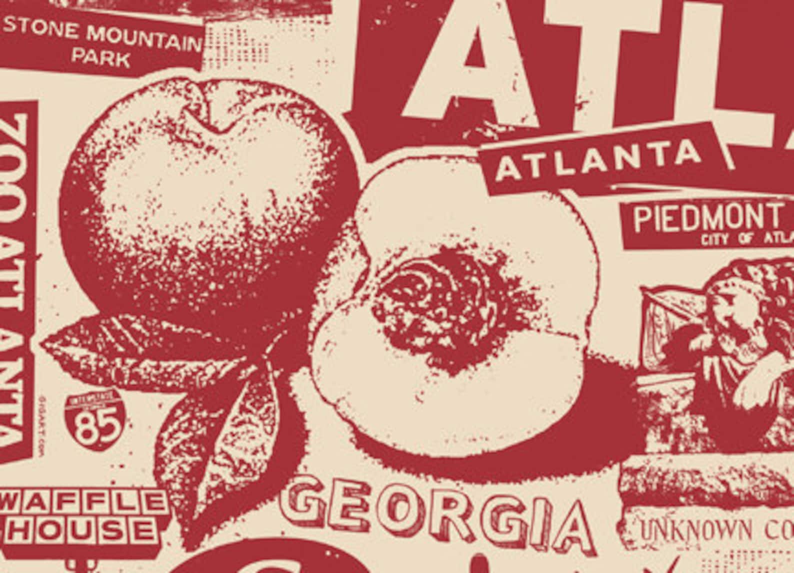 Atlanta Georgia 5 Postcard Mini Print Set City Silk Screen ATL MLK ...