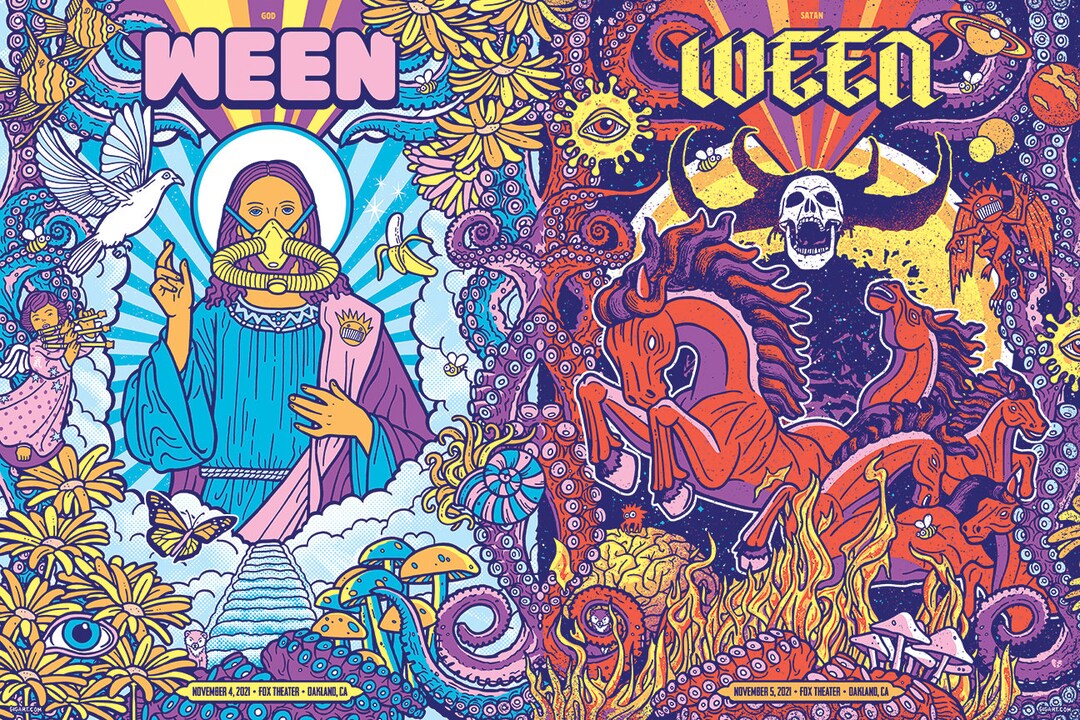 God Ween Satan MAIN Fox Theater Uncut 36x24 Poster Jesus Boognish ...