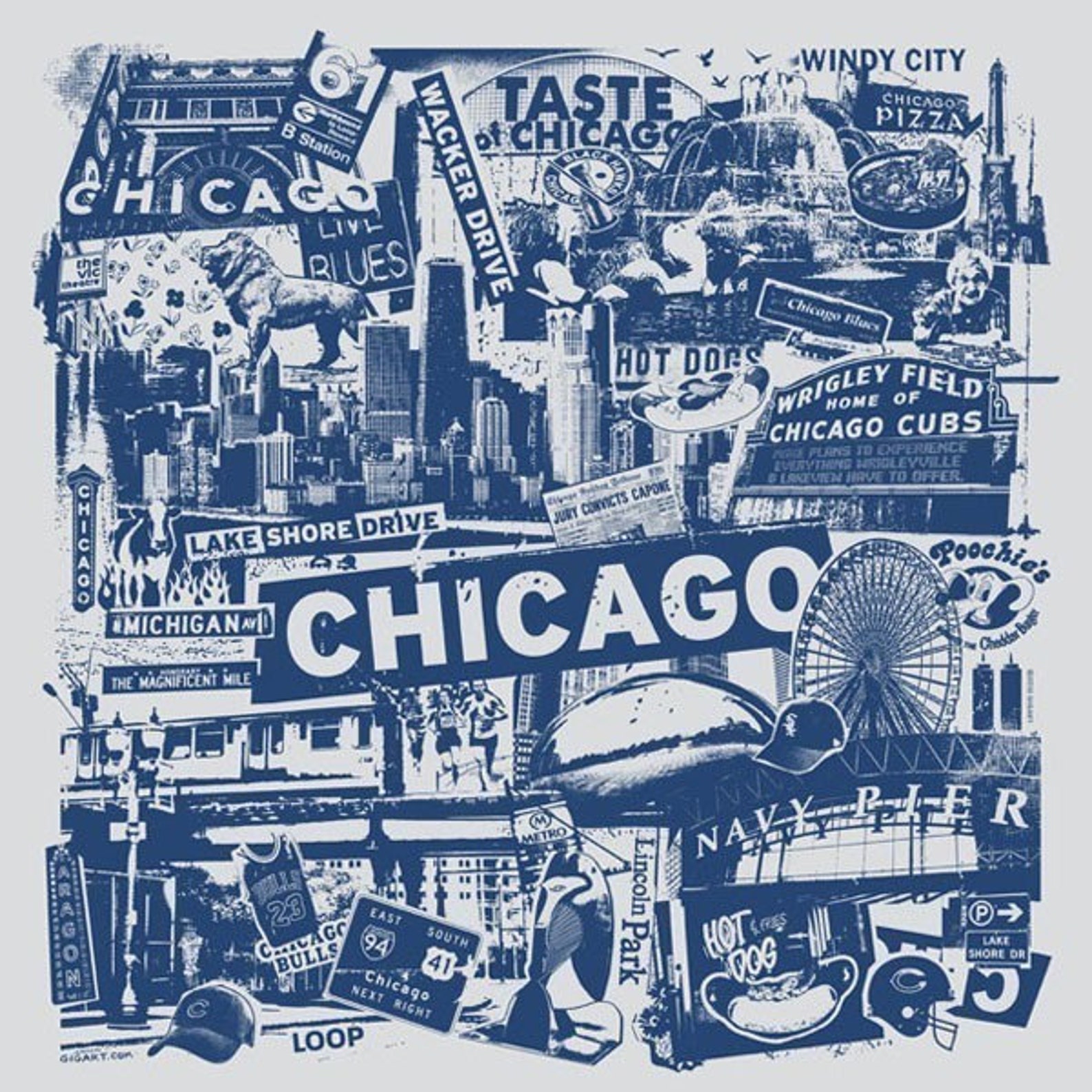 Chicago Windy City Vacation Gift Silk Screen City Art Print Poster ...