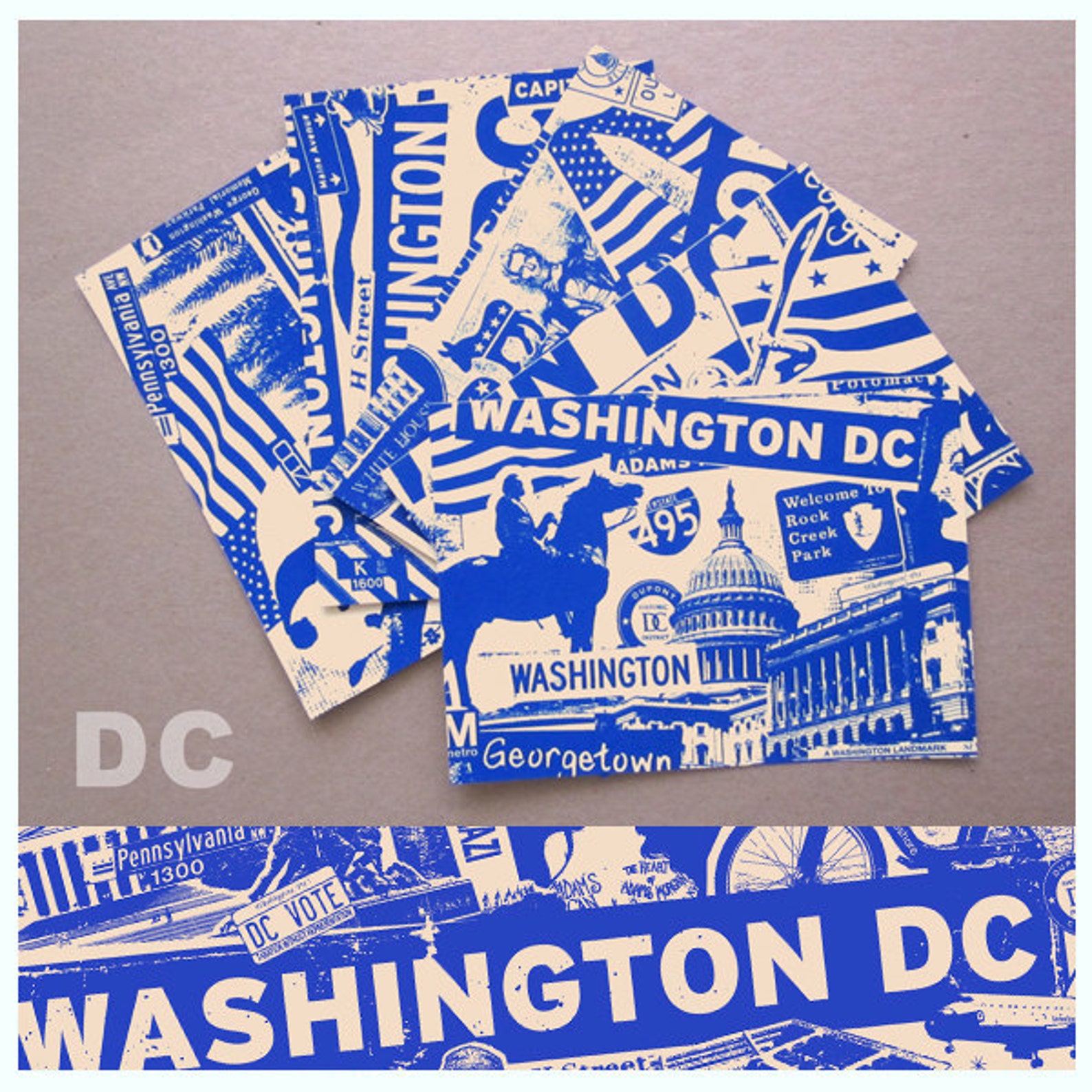 5 Pack Washington DC Silk Screened City Post Cards Etsy - Etsy