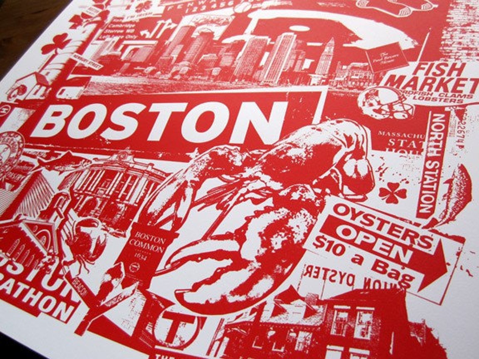 Boston Silk Screen City Art Print Poster Etsy - Etsy