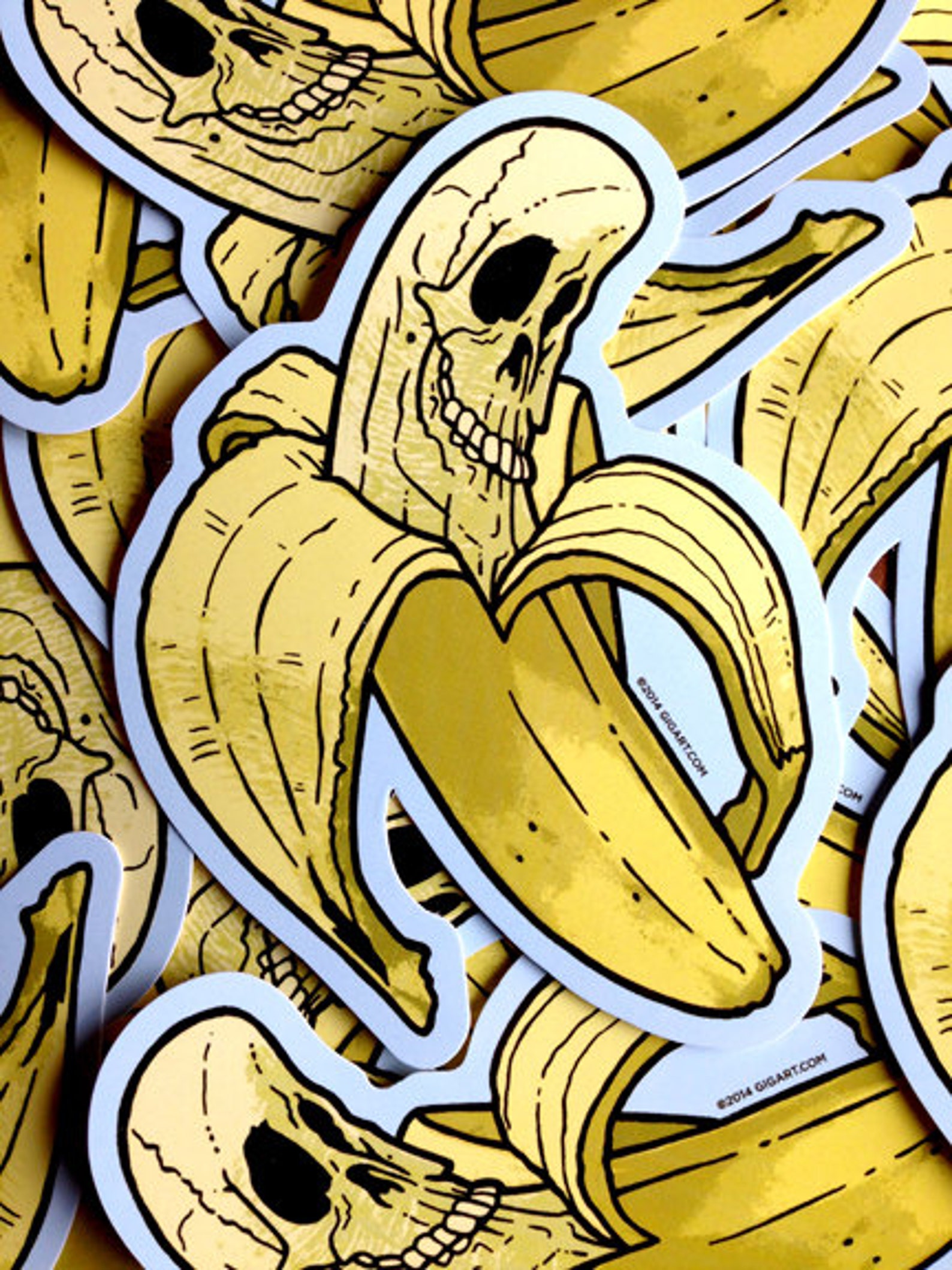 Banana Skull Cartoon Waterproof Die Cut Halloween Day of the Dead Vinyl ...