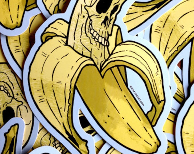 Banana Skull Cartoon Waterproof Die Cut Halloween Day of the - Etsy