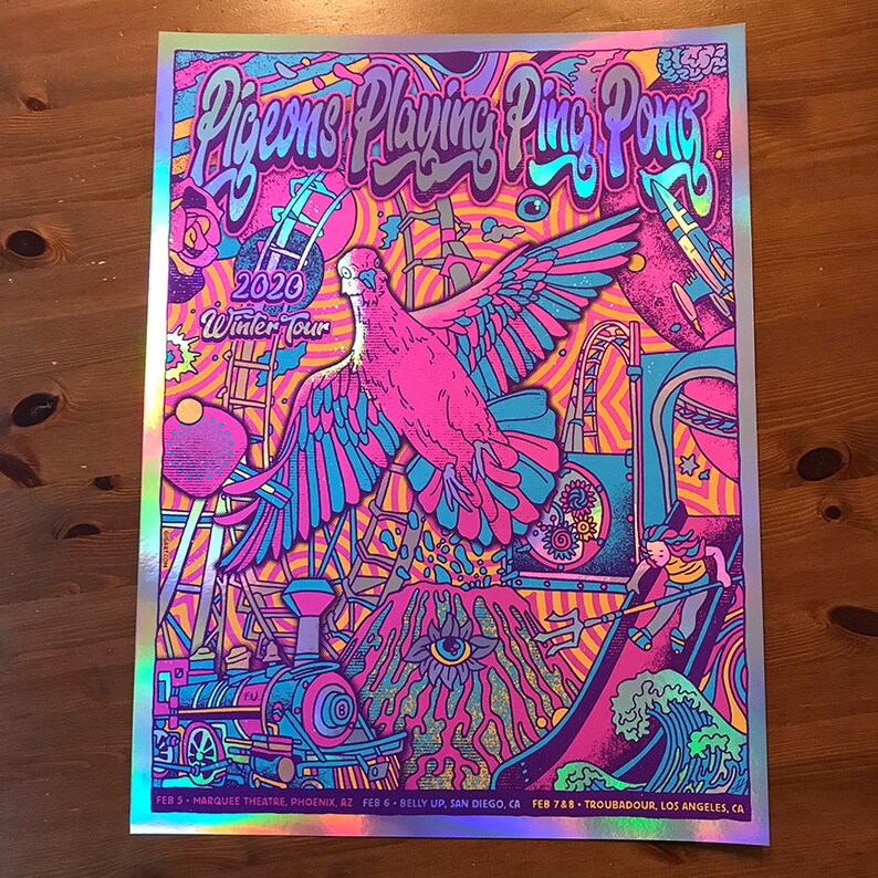 Pigeons Playing Ping Pong Funk Band Psychedelic Jam Pigeon | Etsy