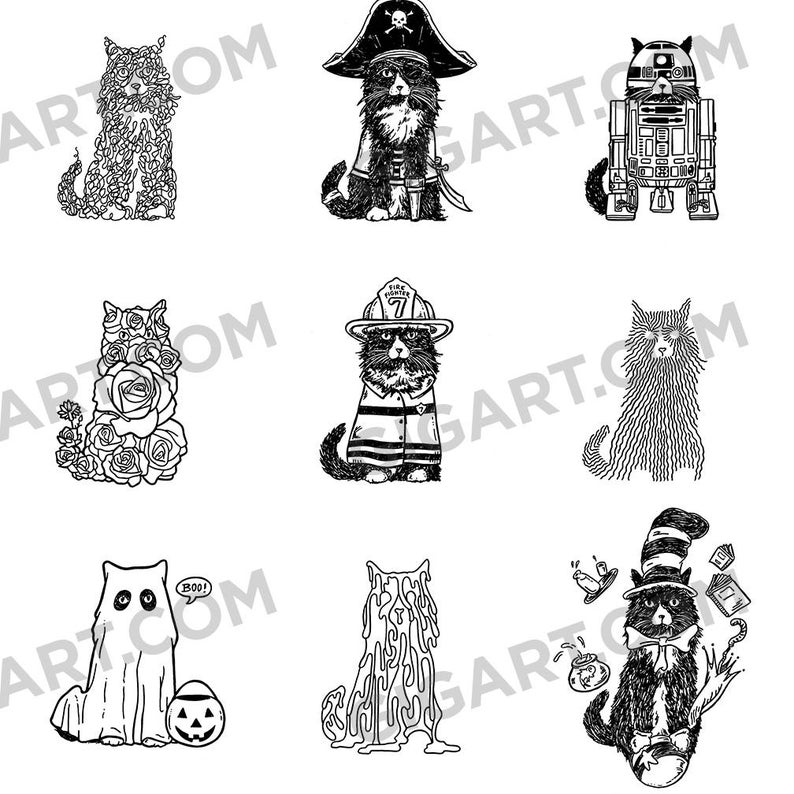 Willis the Cat Inktober Poster by GIGART Holiday Gift Wall Art | Etsy