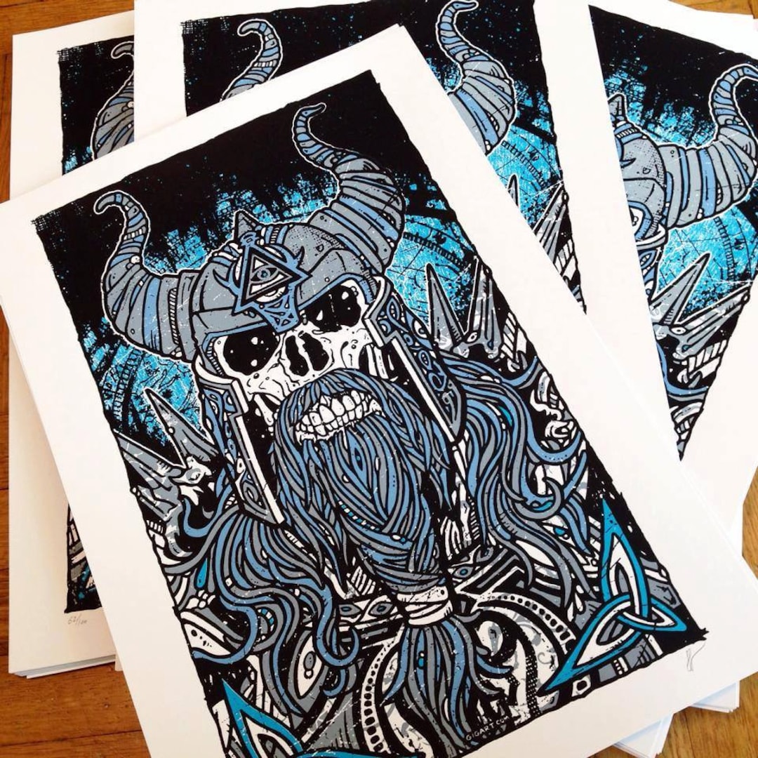 Viking Skeleton Warrior Celtic Limited Edition Silk Screen Poster Art ...