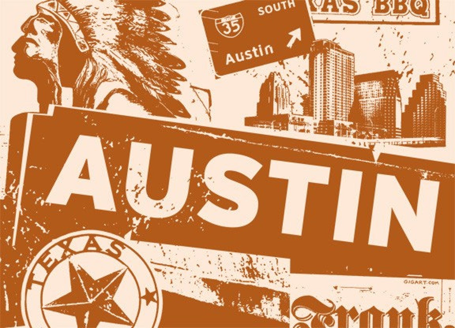 5 Pack Austin Texas Silk Screened Post Cards SXSW City Limits Music BBQ ...