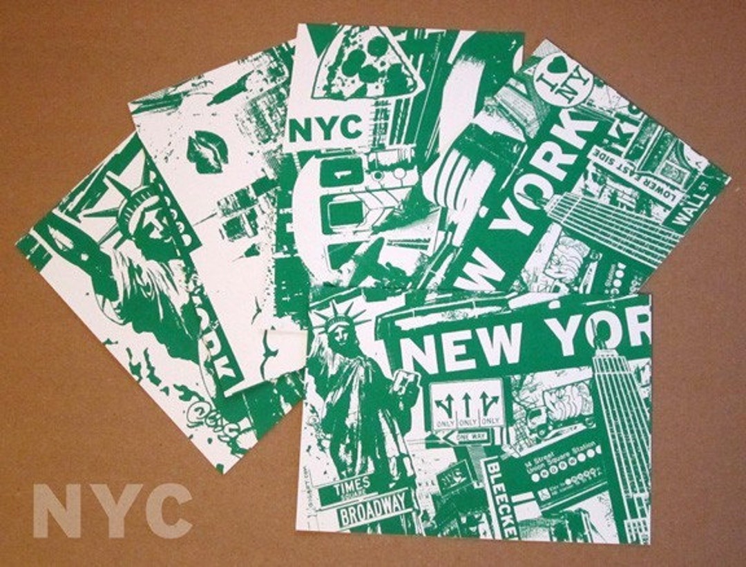 5 Pack New York City Silk Screened NYC Mini Prints Statue of Liberty ...