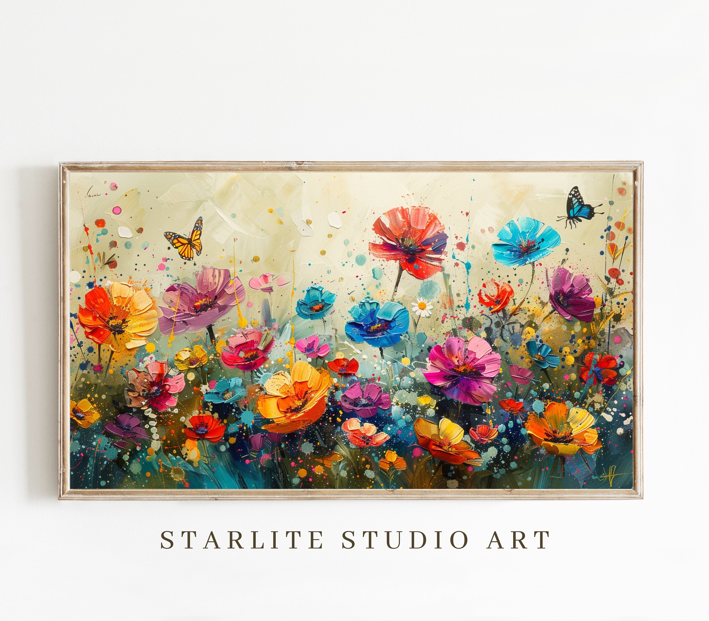 Frame TV Colorful Spring Art Set of 4 Textured Art for Frame TV Digital ...