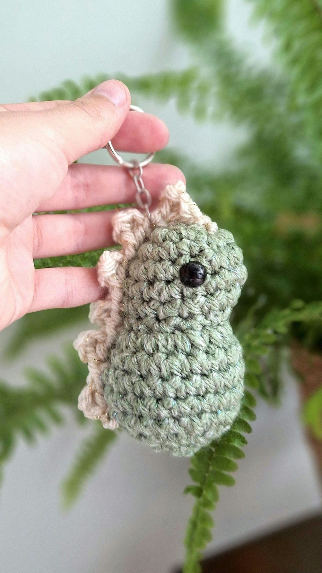 Crocheted Baby Dinosaur Keychain Cute Keyring Dinosaur Keychain ...