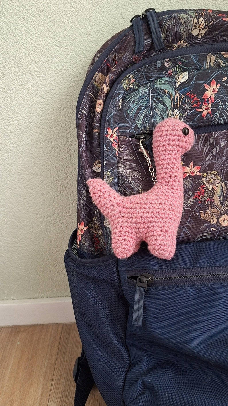 Kids Dinosaur Crochet Keychain Plush Toy Dino Gift Bag Charm Fun Key ...